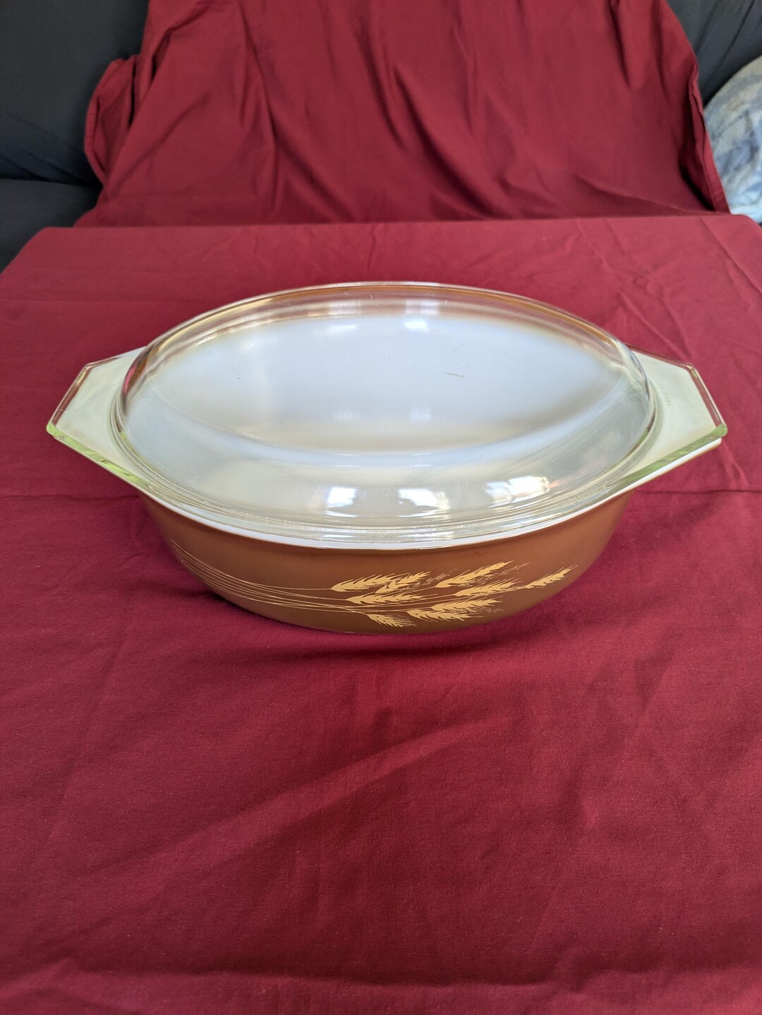 Vintage Pyrex #045 Autumn Harvest Wheat 2.5 Qt Oval Casserole Dish With ...