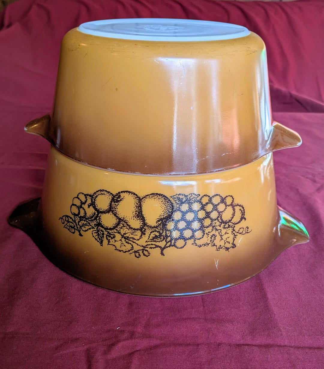 Vintage Pyrex #474B & 475B Old Orchard Round Casserole Dishes (no Lids ...