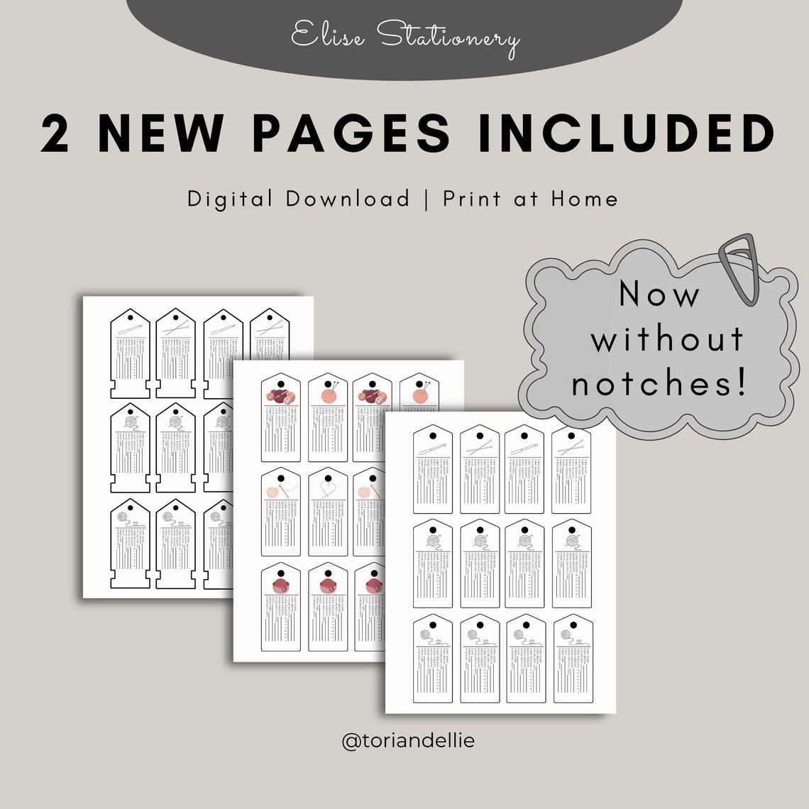 Printable Tags for Knitting Crochet, Printable Cards for Crochet ...