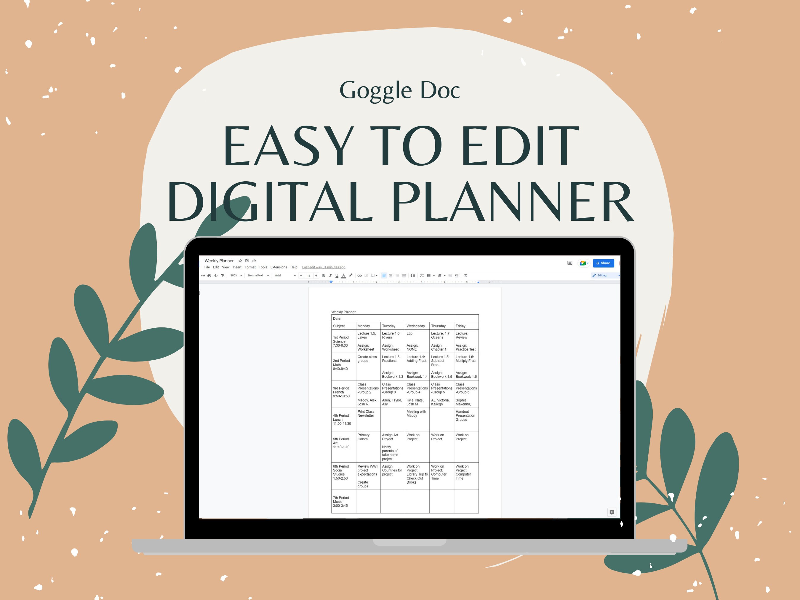 Digital Lesson Planner, Editable Lesson Plan Template, Google Doc ...