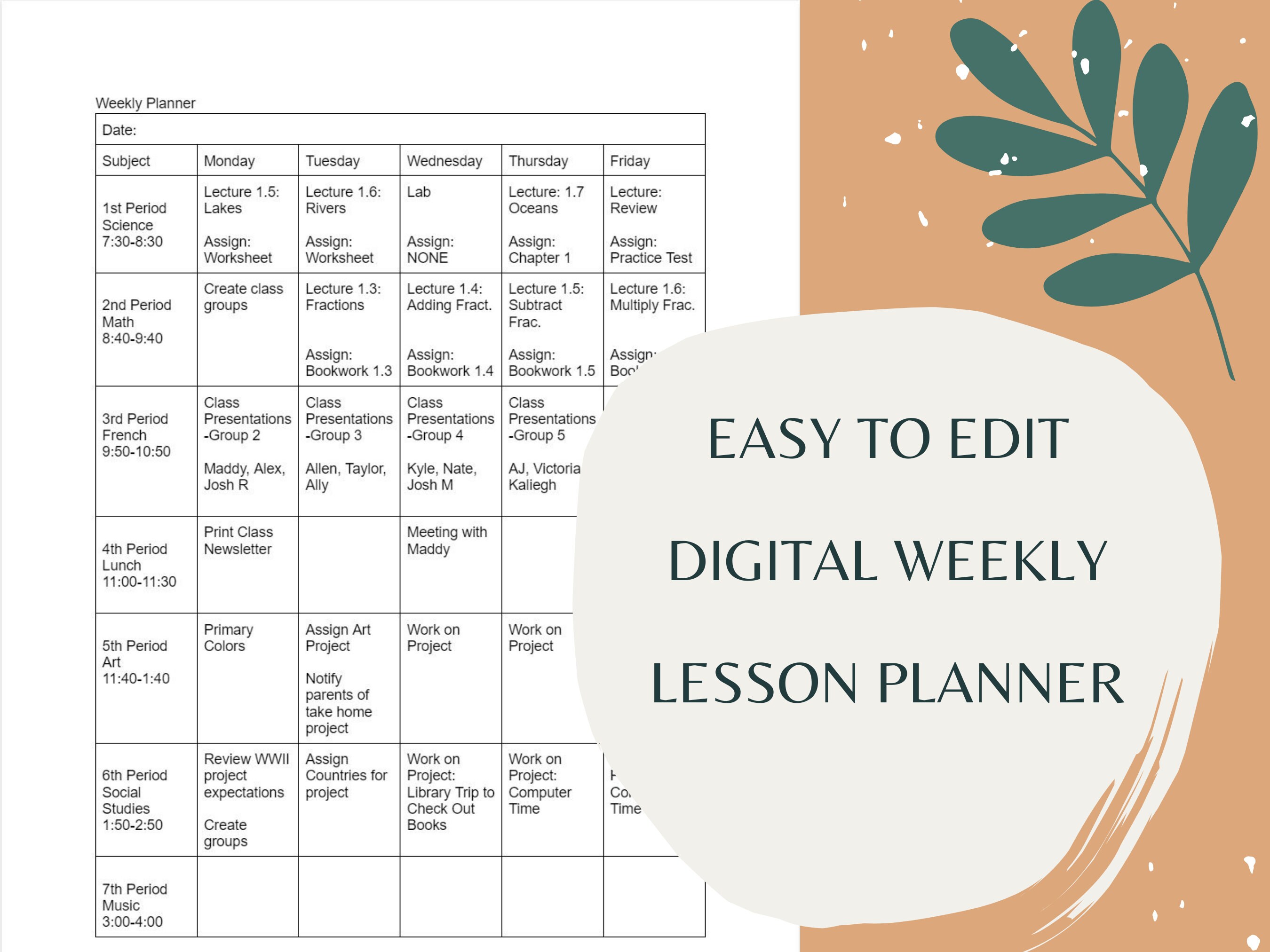 Digital Lesson Planner, Editable Lesson Plan Template, Google Doc ...