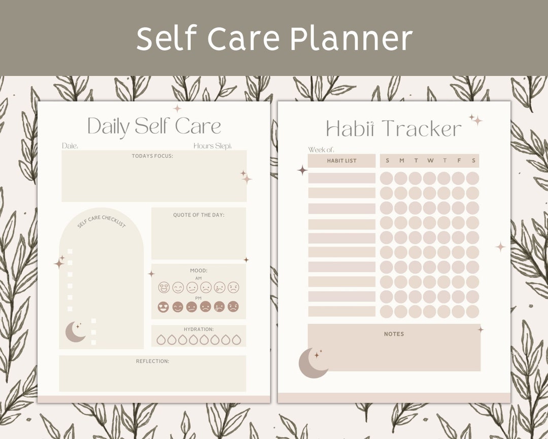 Self Care Planner for Mental Health and Wellness, Weekly and Daily Well ...