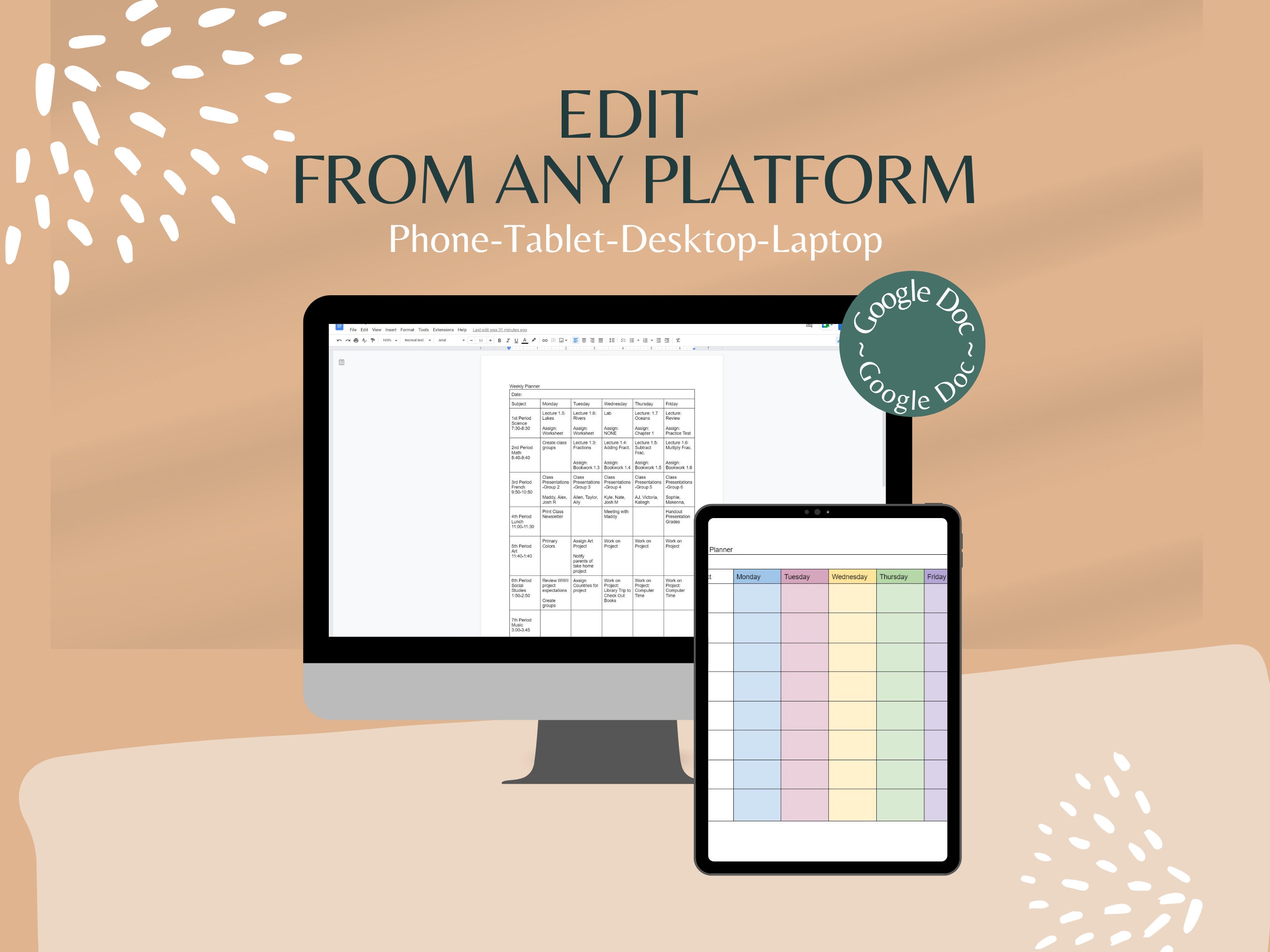 Digital Lesson Planner, Editable Lesson Plan Template, Google Doc ...