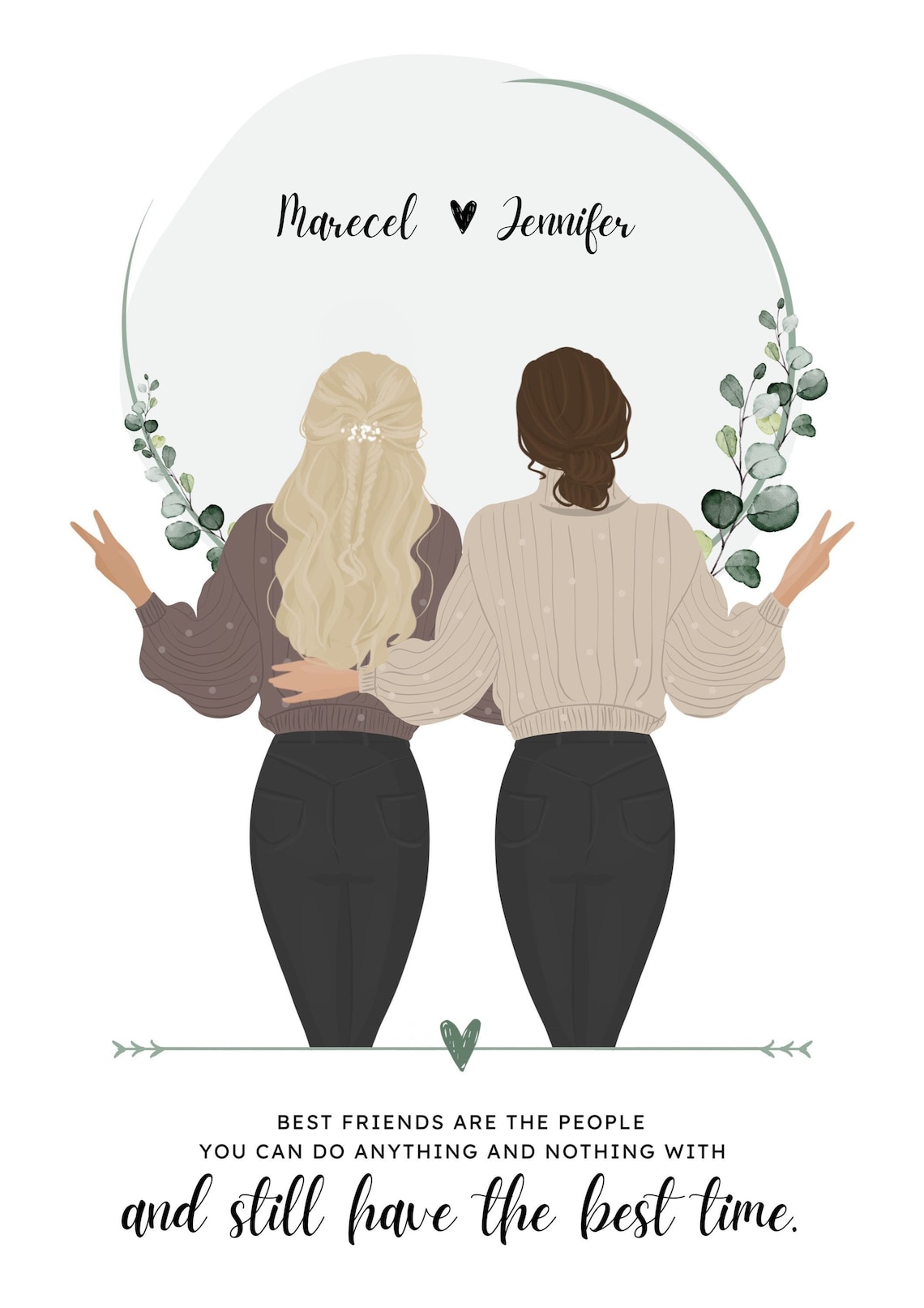 Gift Best Friend Gift Girlfriend Drawing Girlfriends | Etsy