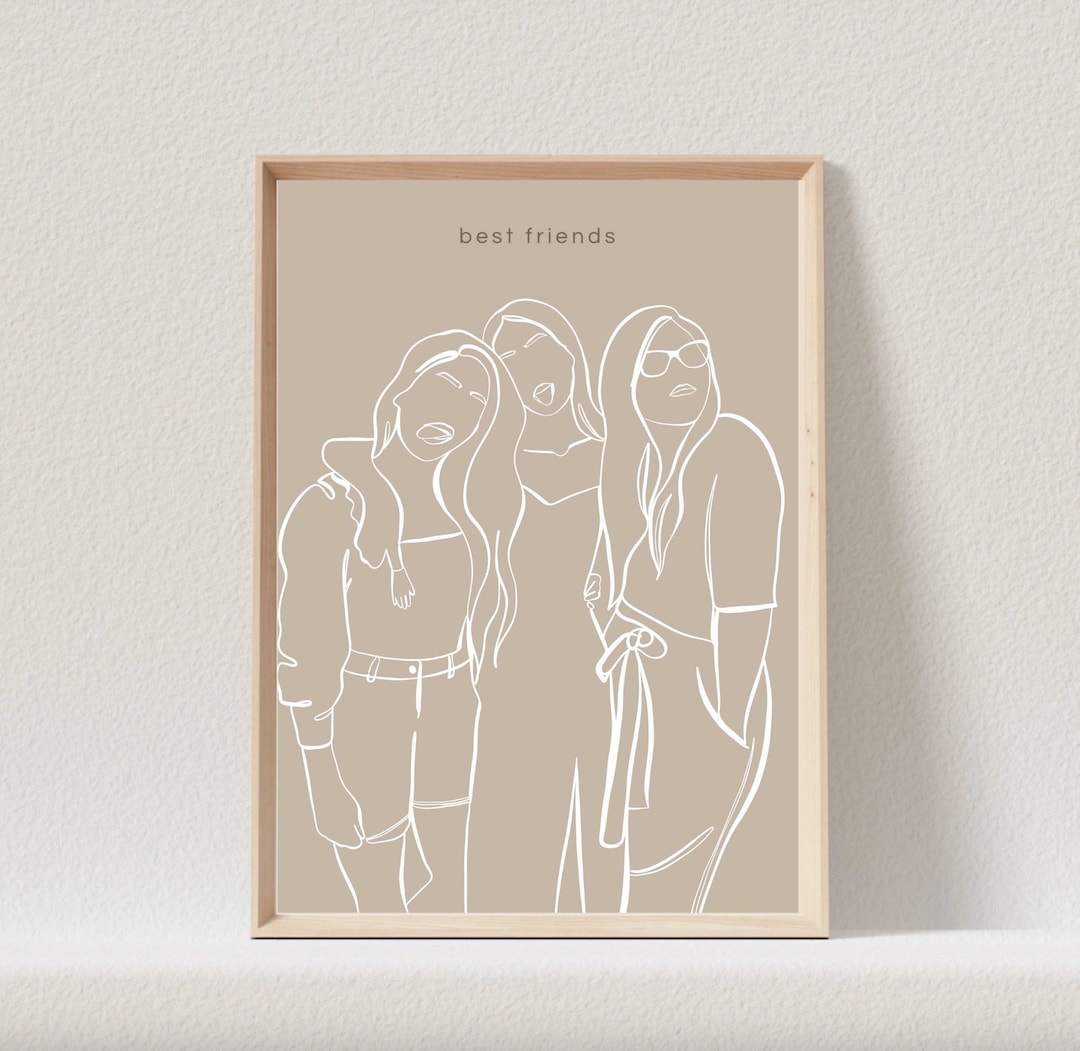 Best Friend Gift Line Drawing, Birthday Gift for Woman, Christmas Gift ...