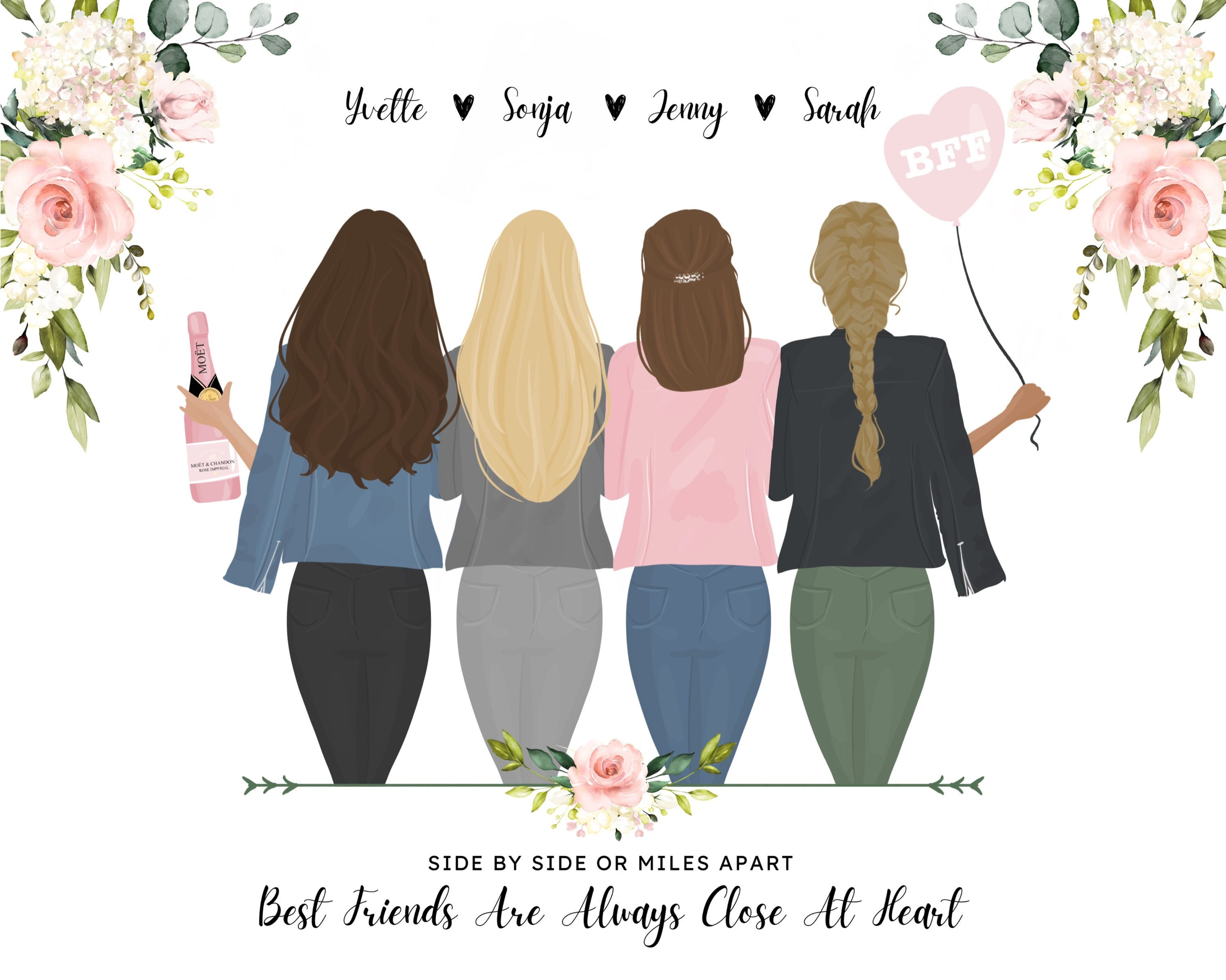 4 Beste Freundin Geschenk | 4 Beste Freunde | Beste Freundin Geburtstag ...