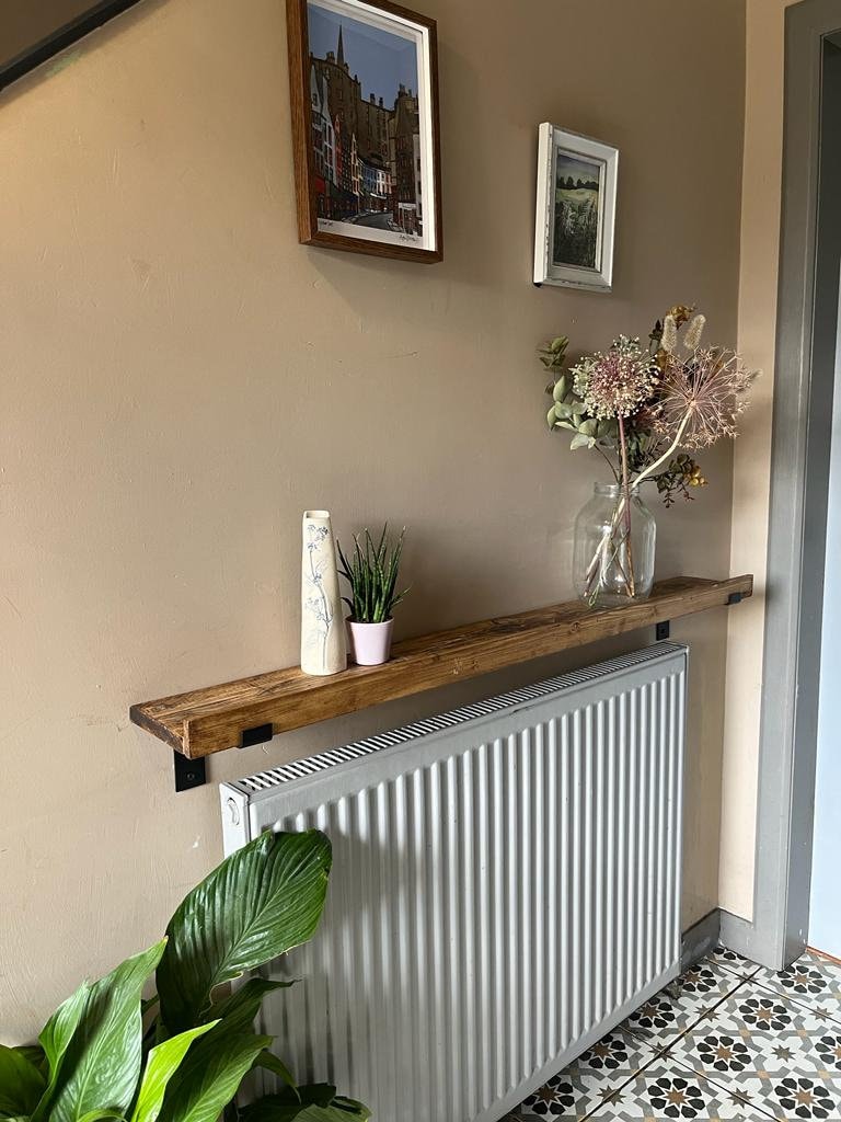 Rustic Wall Shelf With Brackets | Picture Photo Display | Solid Wood ...