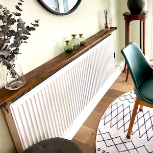 Rustic Wood Radiator Shelf With Brackets | Solid Wood 15 Cm Deep 2 Cm ...
