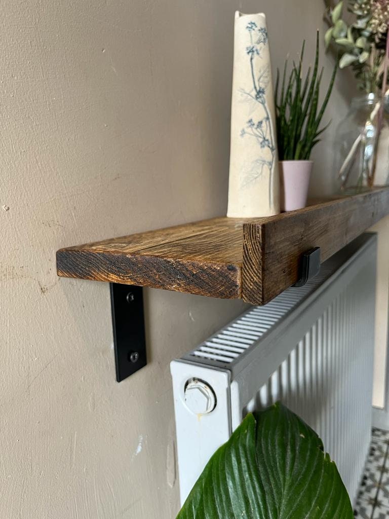 Rustic Wall Shelf With Brackets | Picture Photo Display | Solid Wood ...