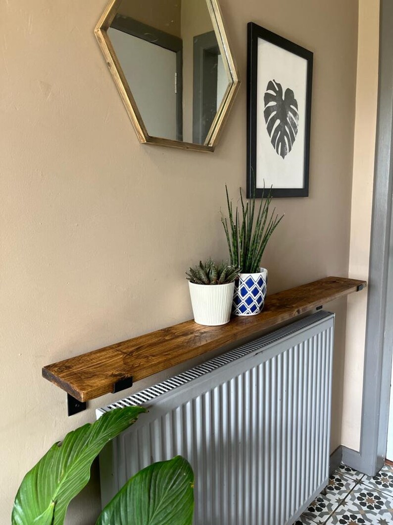 Solid Wood Radiator Shelf With Brackets Rustic Narrow Shelf - Etsy UK