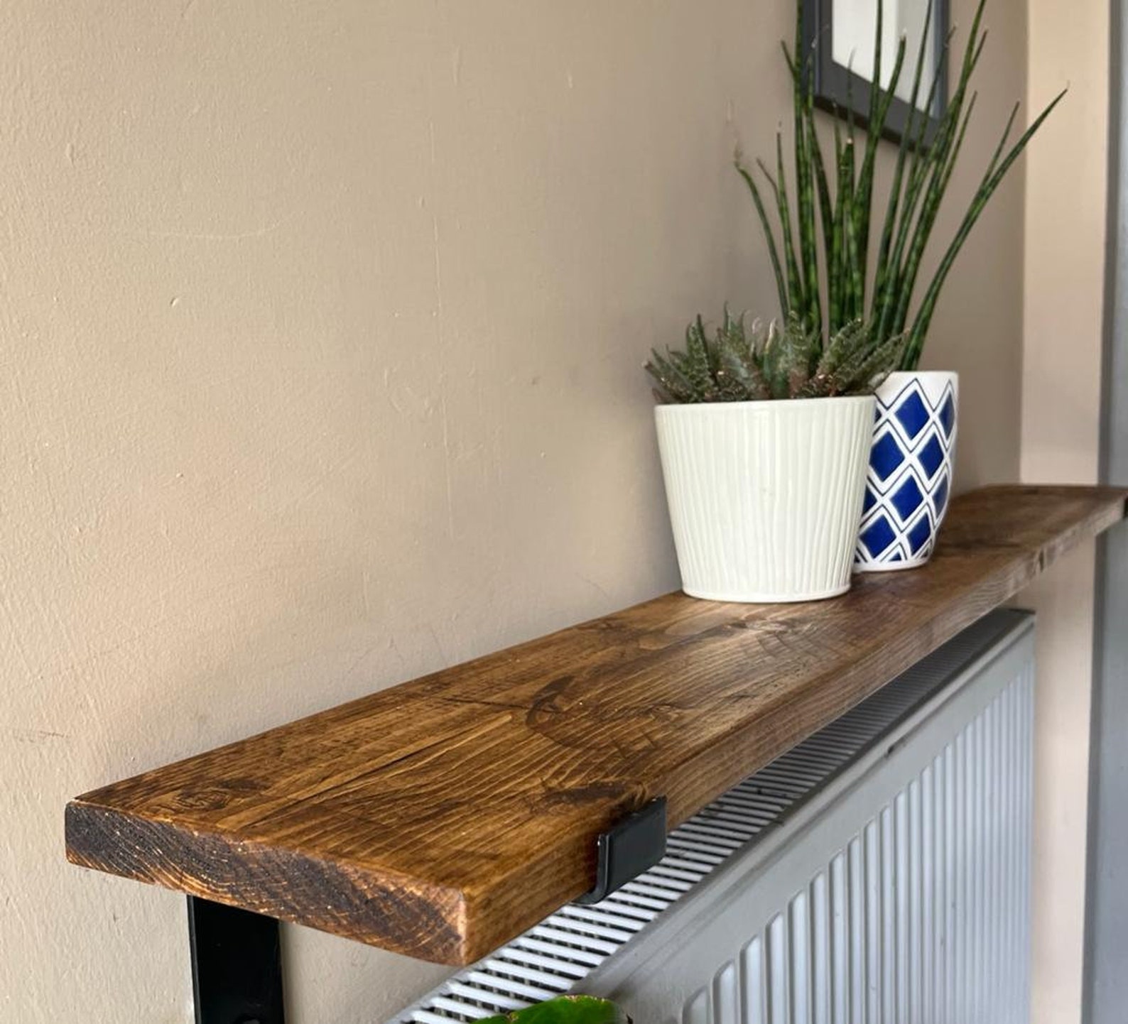 Solid Wood Radiator Shelf With Brackets Rustic Narrow Shelf - Etsy UK