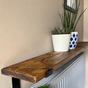 Solid Wood Radiator Shelf With Brackets | Rustic Narrow Shelf for ...
