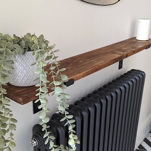 Solid Wood Radiator Shelf With Brackets | Rustic Reclaimed Wood | 15 Cm ...