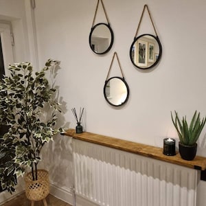 Rustic Wood Radiator Shelf With Brackets | Solid Wood 15 Cm Deep 2 Cm ...