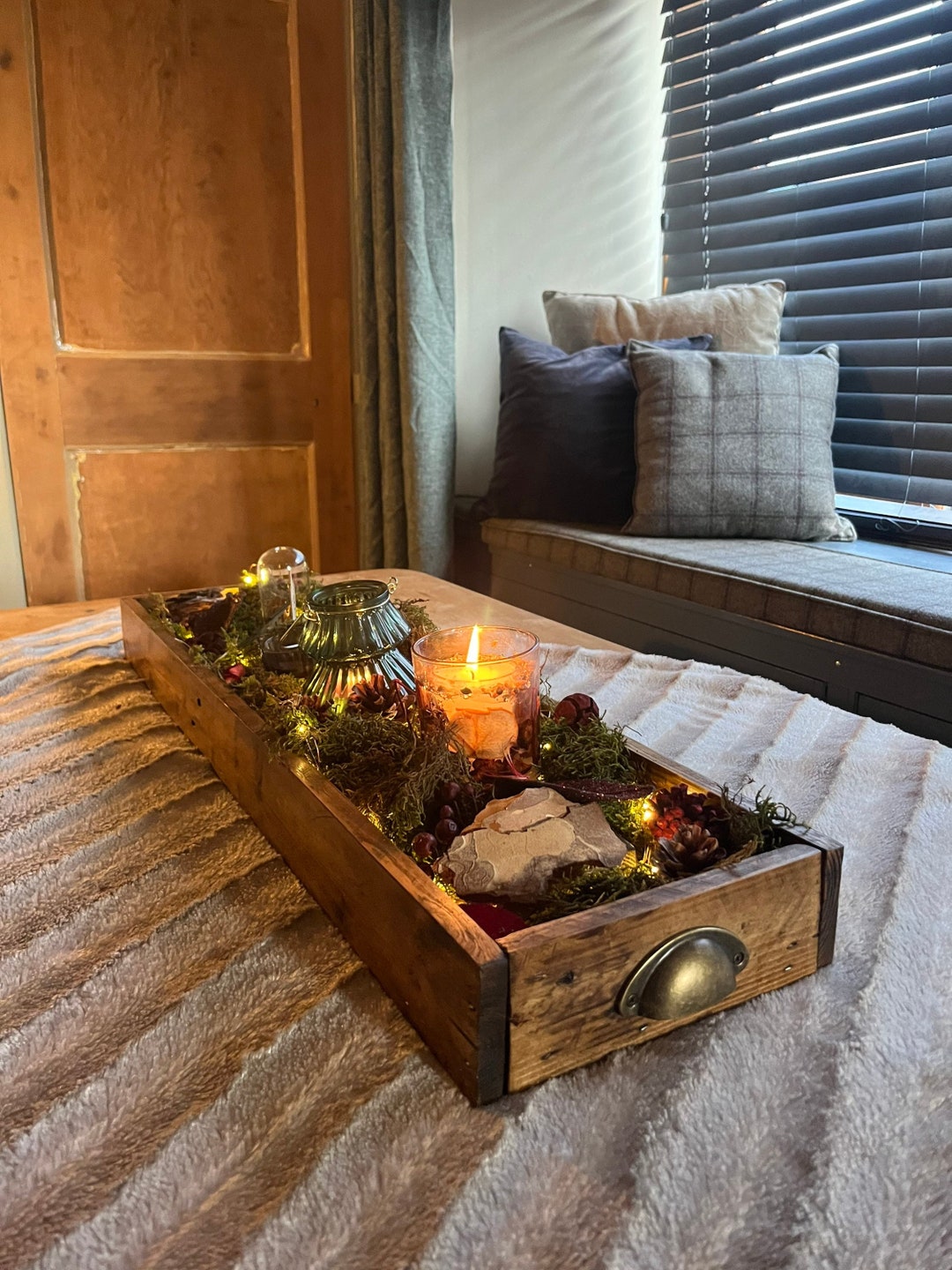 Centerpiece Tray Rustic Wooden Runner Tray Dining Table Centerpiece ...