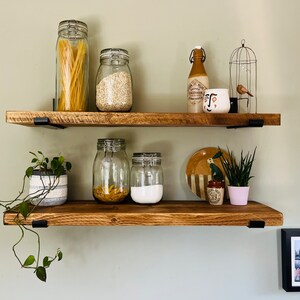 Rustic Kitchen Shelf With Brackets Scaffold Board Shelf Rustic Wooden ...