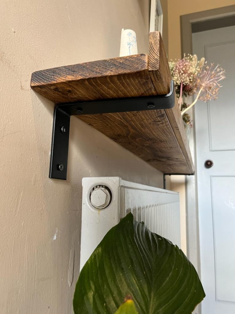 Rustic Wall Shelf With Brackets | Picture Photo Display | Solid Wood ...