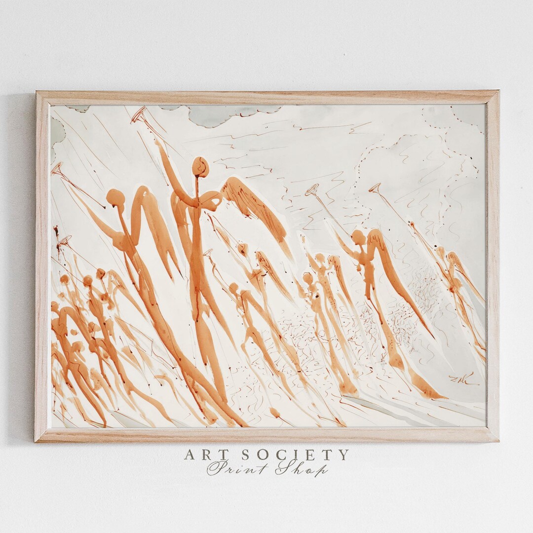 Angels With Trumpets, Modern Art Painting, Surrealist Wall Decor ...