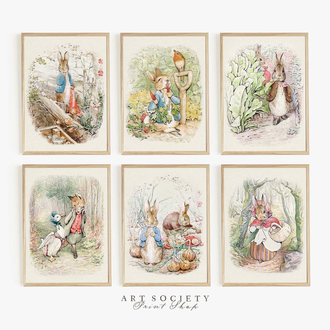Peter Rabbit Prints, Beatrix Potter Art, Set of 6, Vintage Storybook ...