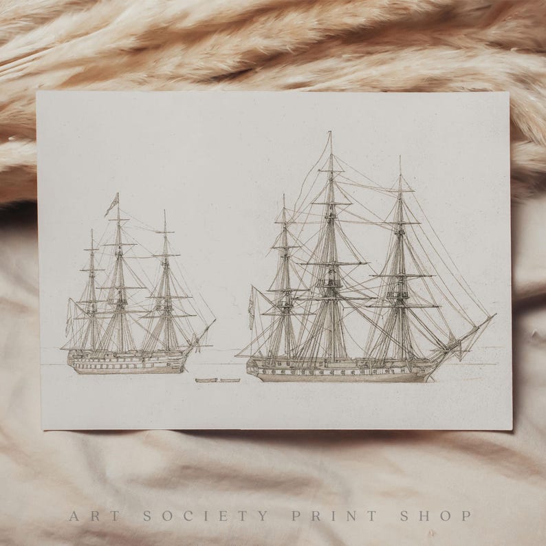 Sailing Ships Drawing, Boat Illustration, Vintage Tall Ships, Victorian ...