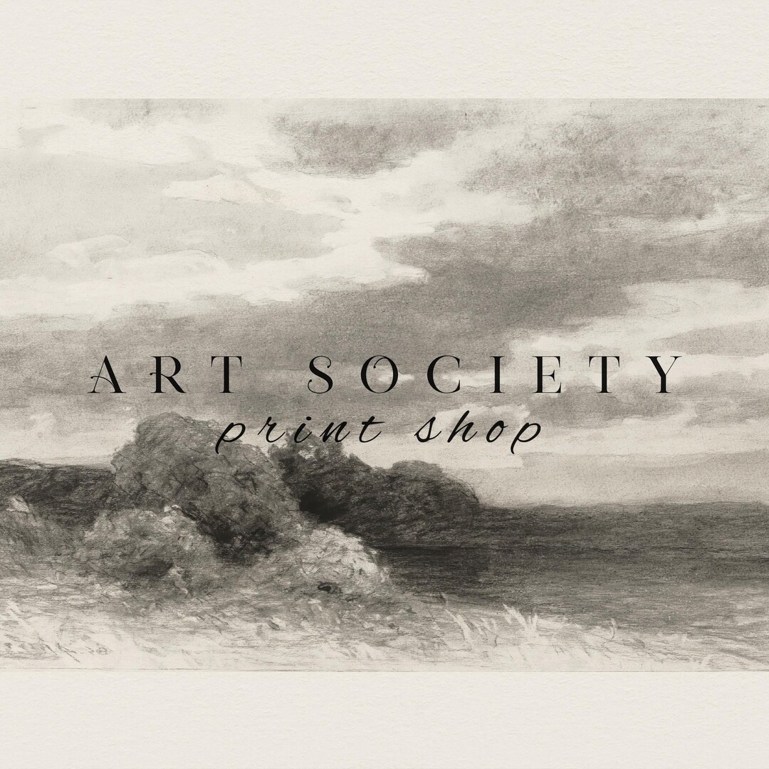 Field Pencil Sketch, Antique Moors Drawing, Vintage Countryside Art ...