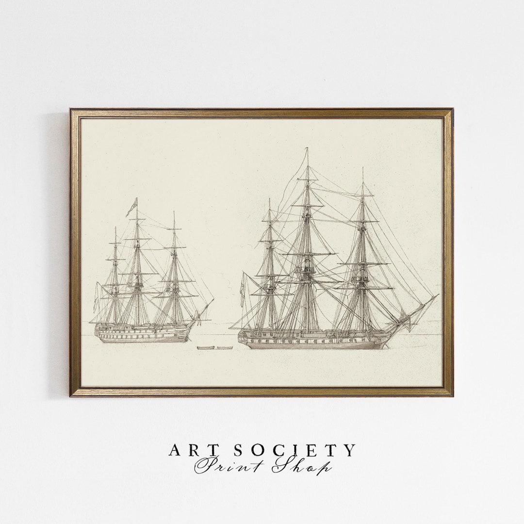 Sailing Ships Drawing, Boat Illustration, Vintage Tall Ships, Victorian ...