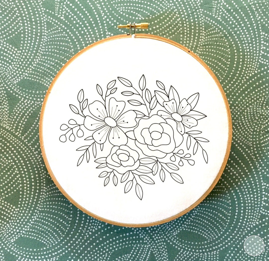 Floral Embroidery, PDF Template, Beginner-advanced Embroiderers ...