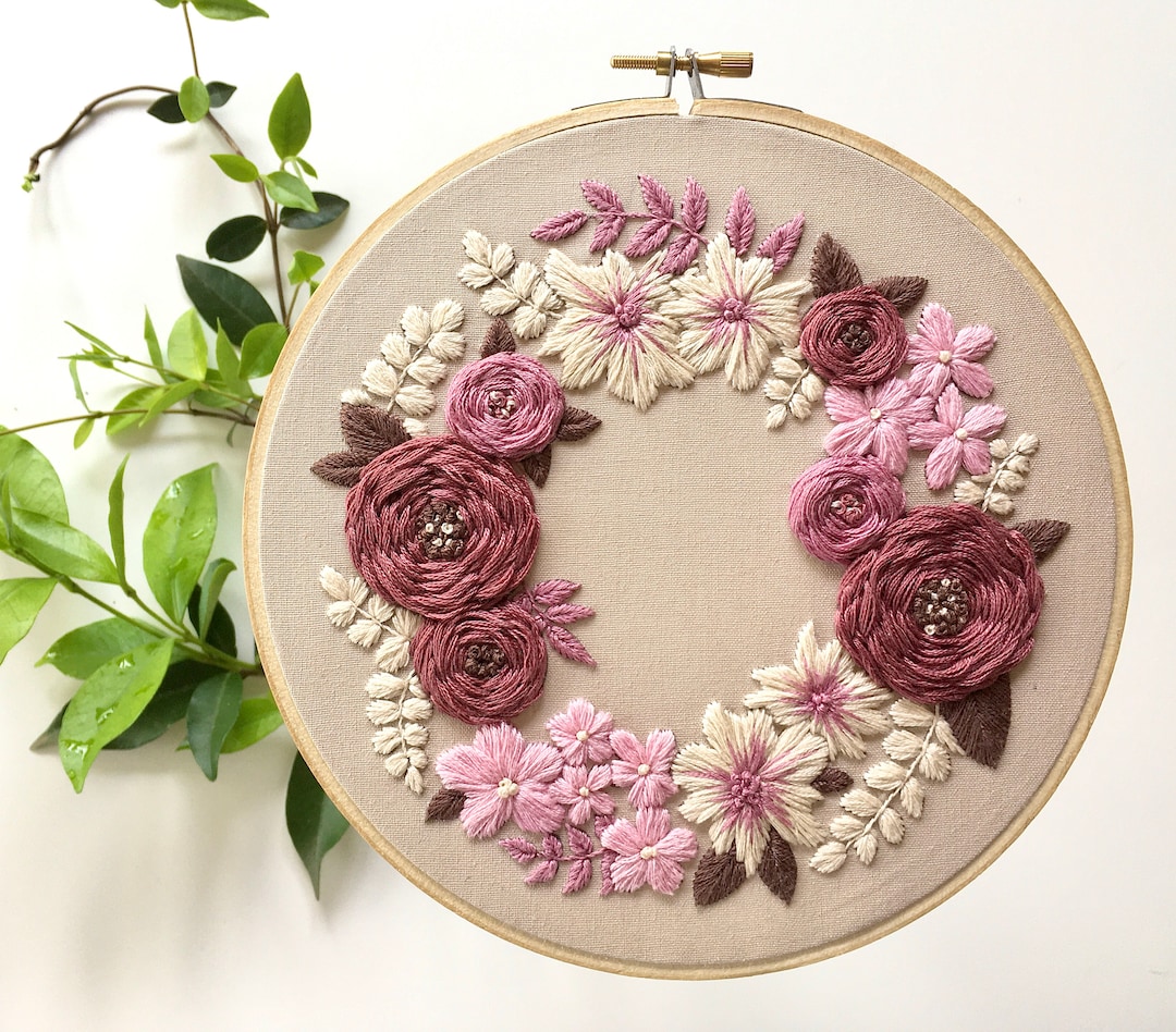 PDF Embroidery Pattern/floral Wreath /digital Download/7" Hoop/hand ...