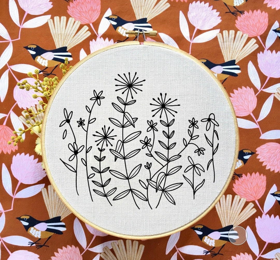 Wildflower Hand Embroidery Pattern, PDF Template Download, No ...