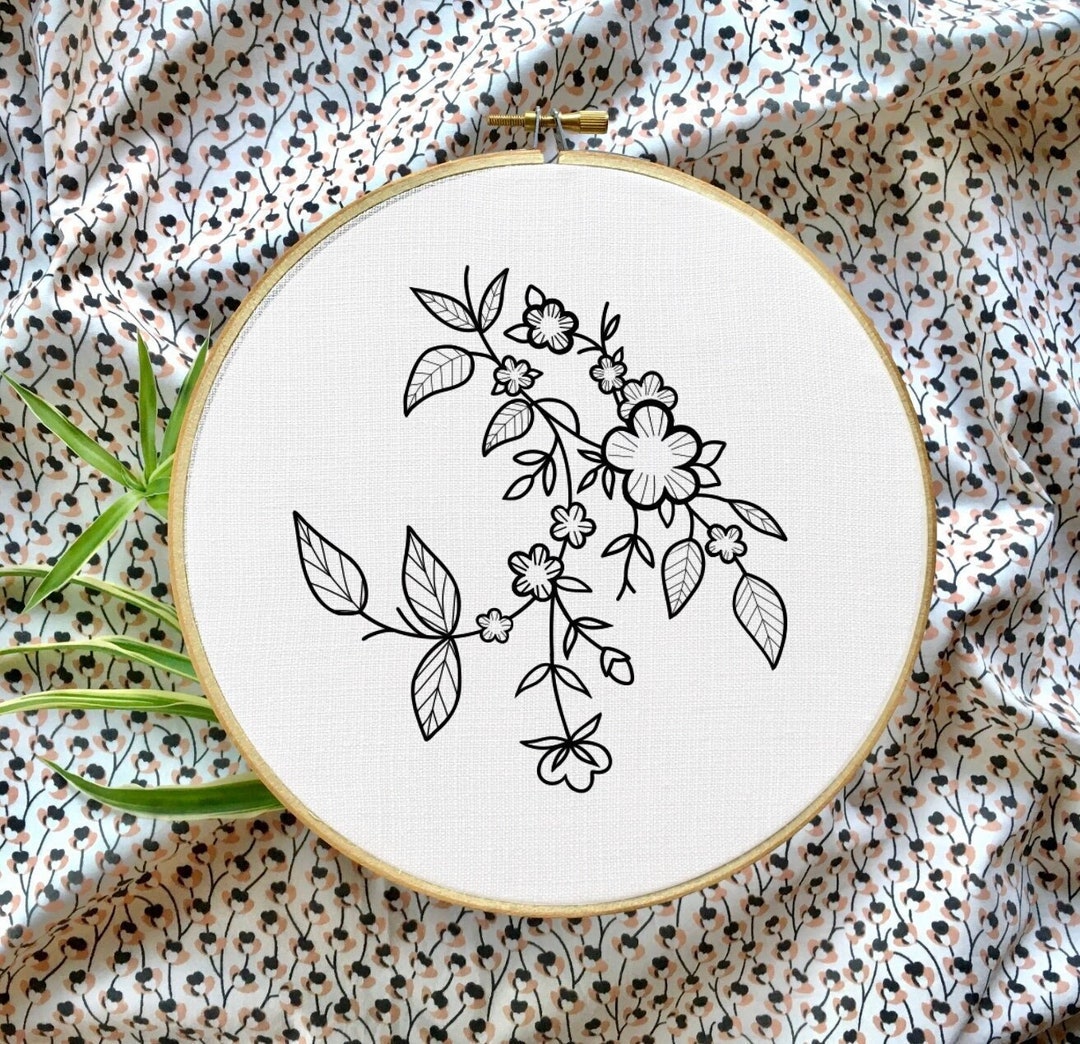 Flowers Hand Embroidery Design, PDF Pattern Download, Easy Floral ...