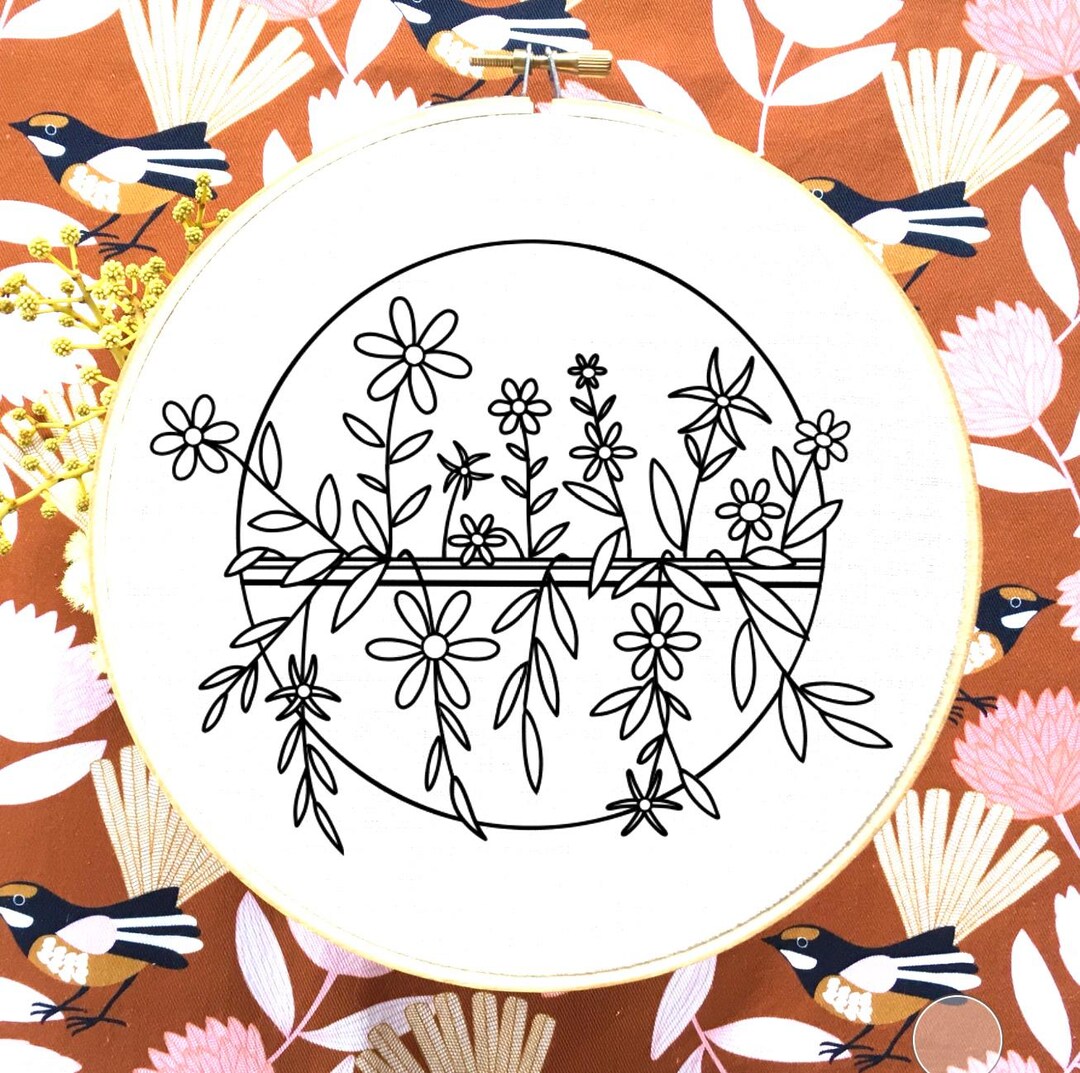 Plant Embroidery, Floral Wall Hanger Embroidery, PDF Template ...