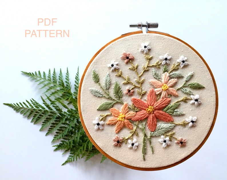 Embroidery PDF Pattern. Coral Flowers for Hand Embroidery. - Etsy