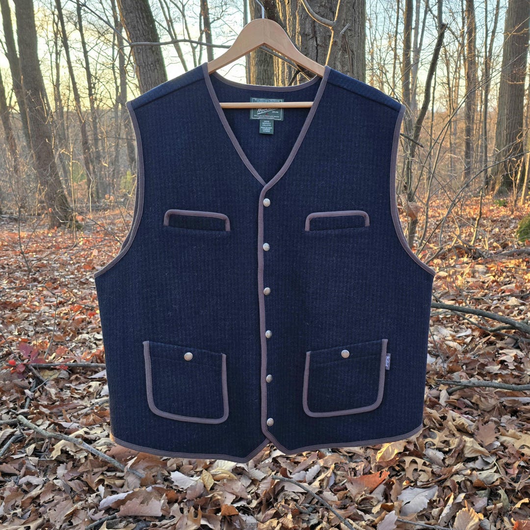 Woolrich Blue Wool Vest - Etsy