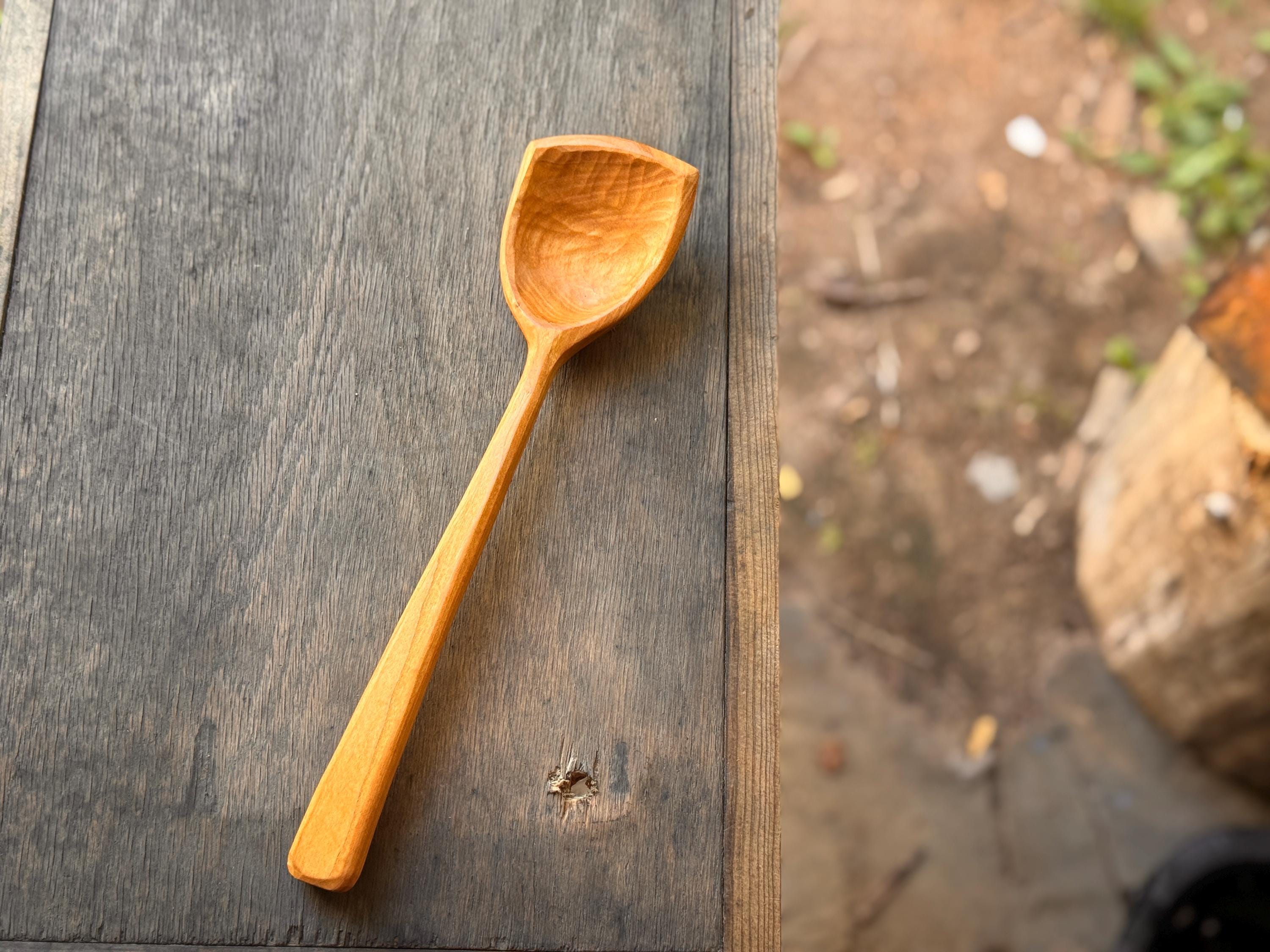 Hand Carved Wooden Cooking Spoon - Cherry Wood - Etsy