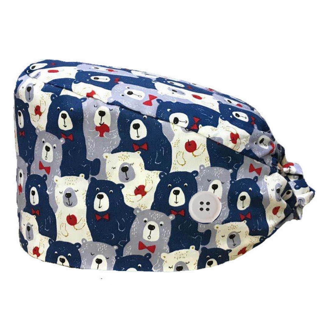 Cute Bears Cap, Scrub Caps, Surgical Cap, Scrub Hats for Women With ...