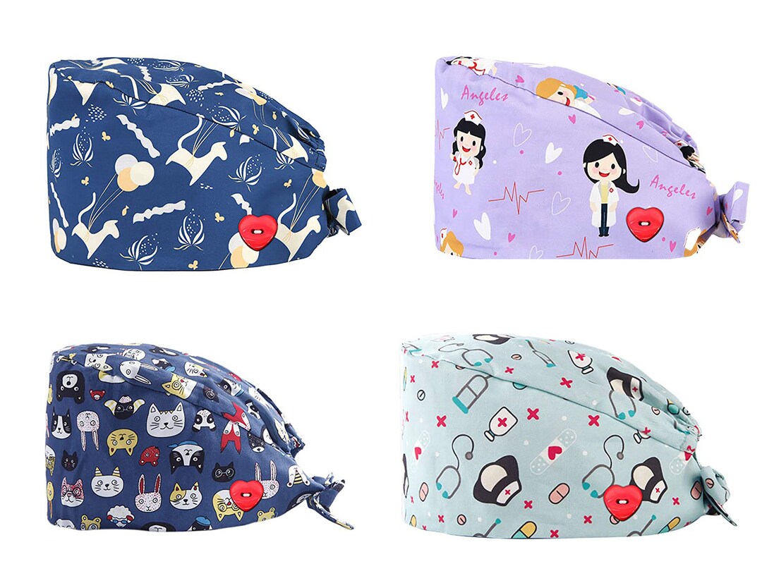 Scrub Caps, Surgical Cap, Scrub Hats for Women With Buttons, Adjustable ...