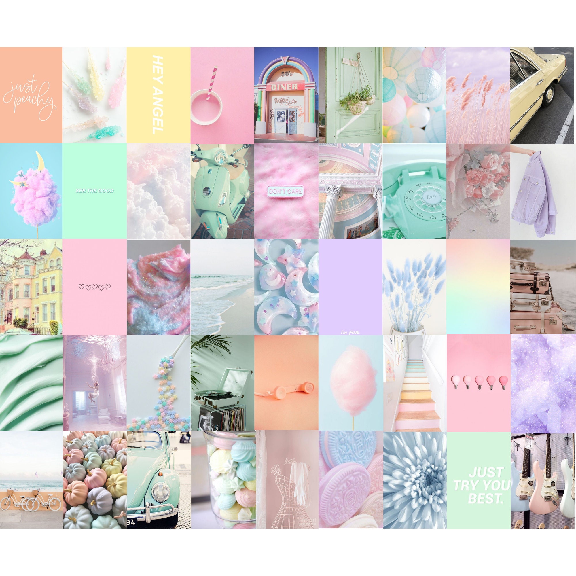 Pastel Photo Wall Collage Kit, Pastel Aesthetic, Soft Pastel, Instant ...