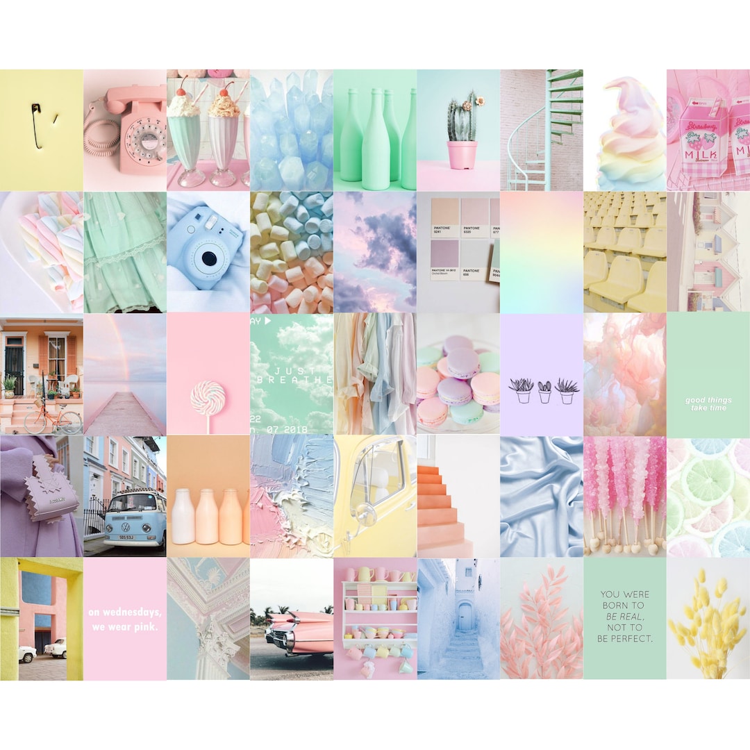 Pastel Photo Wall Collage Kit, Pastel Aesthetic, Soft Pastel, Instant ...