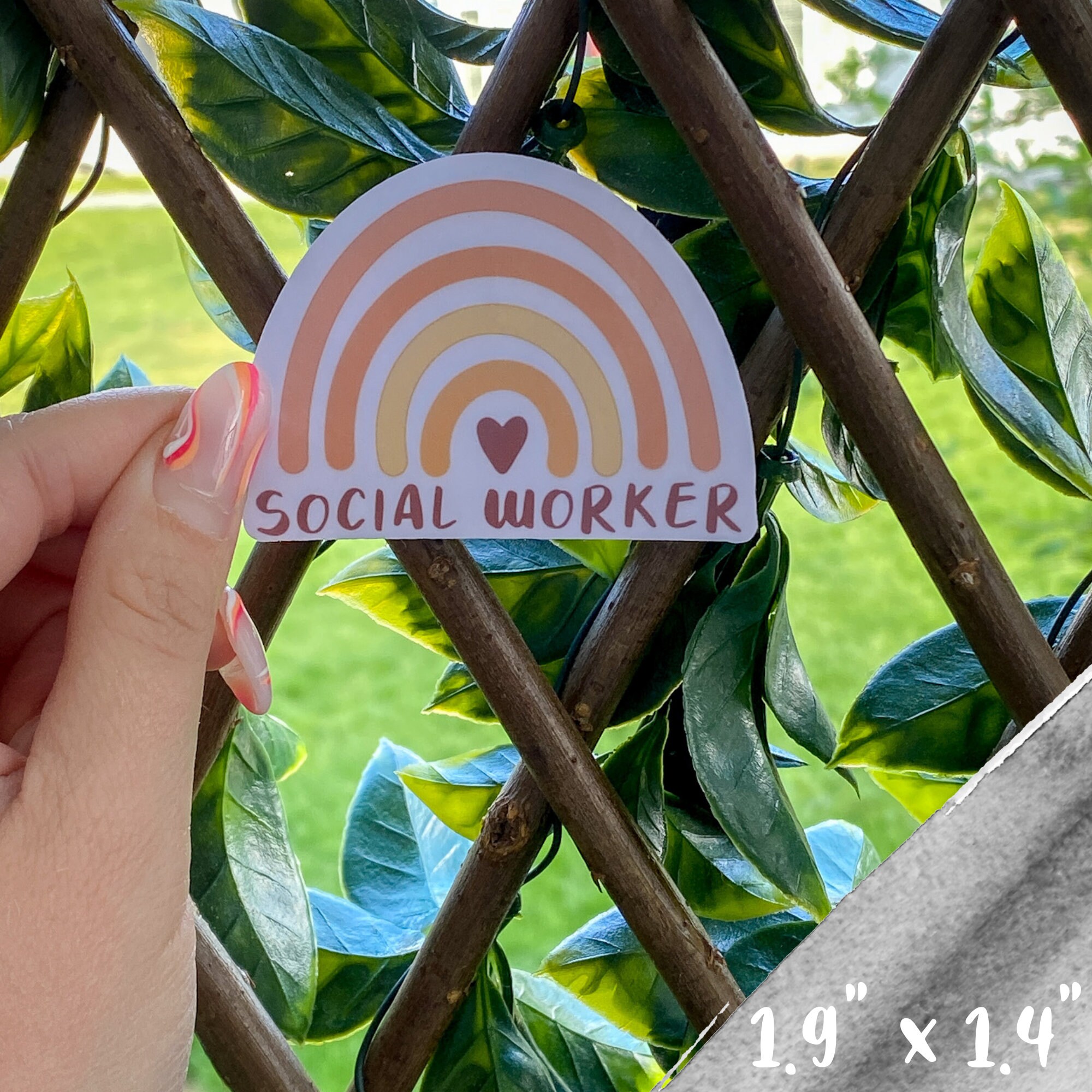 Social Worker Peach Rainbow Sticker, Social Work Sticker, Laptop ...