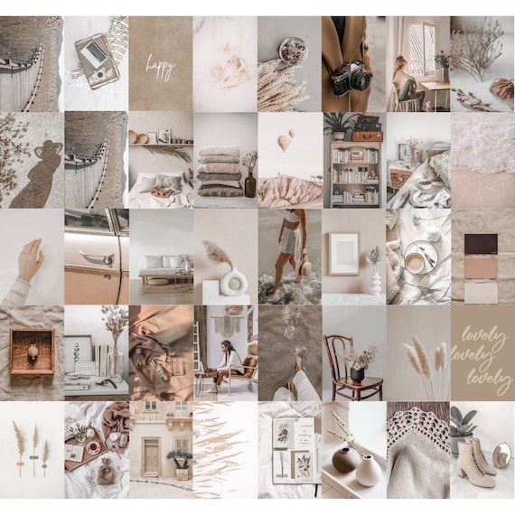 Neutral Beige Photo Wall Collage Kit Nude Aesthetic Earth | Etsy