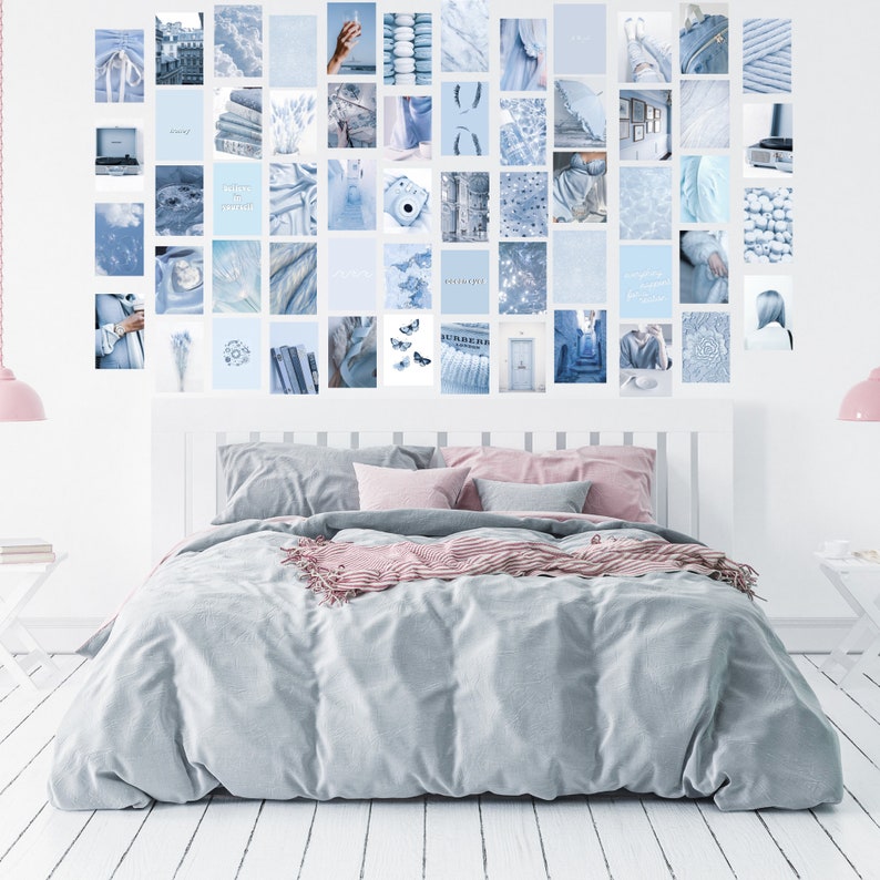 Blass blau Foto Wand Collage Kit, blaue Ästhetik, Baby blau, Instant ...