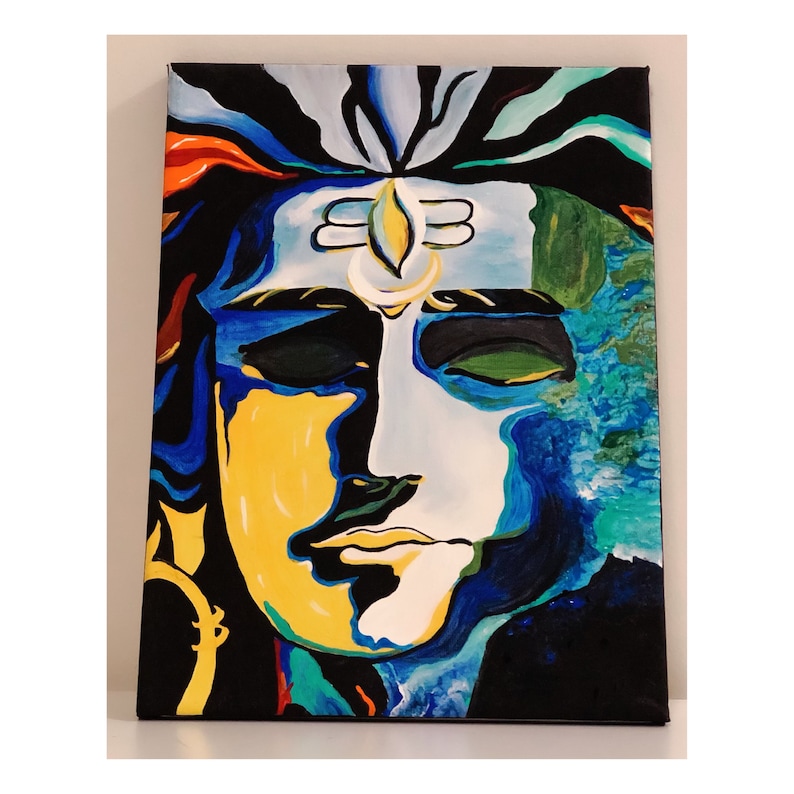 Shivji / Shiva Canvas Painting Hand-painted - Etsy UK