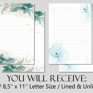 Printable Floral Stationery, Digital Download, Writing Paper 10 Flower ...
