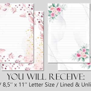 Printable Floral Stationery, Digital Download, Writing Paper 10 Flower ...