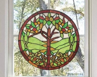 Tree of Life Stained Glass Window Panel - Etsy