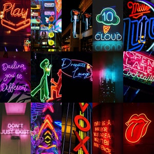 Neon Aesthetic Wall Collage Kit | 60pcs (digital Download) | 4x6, 8x10 ...