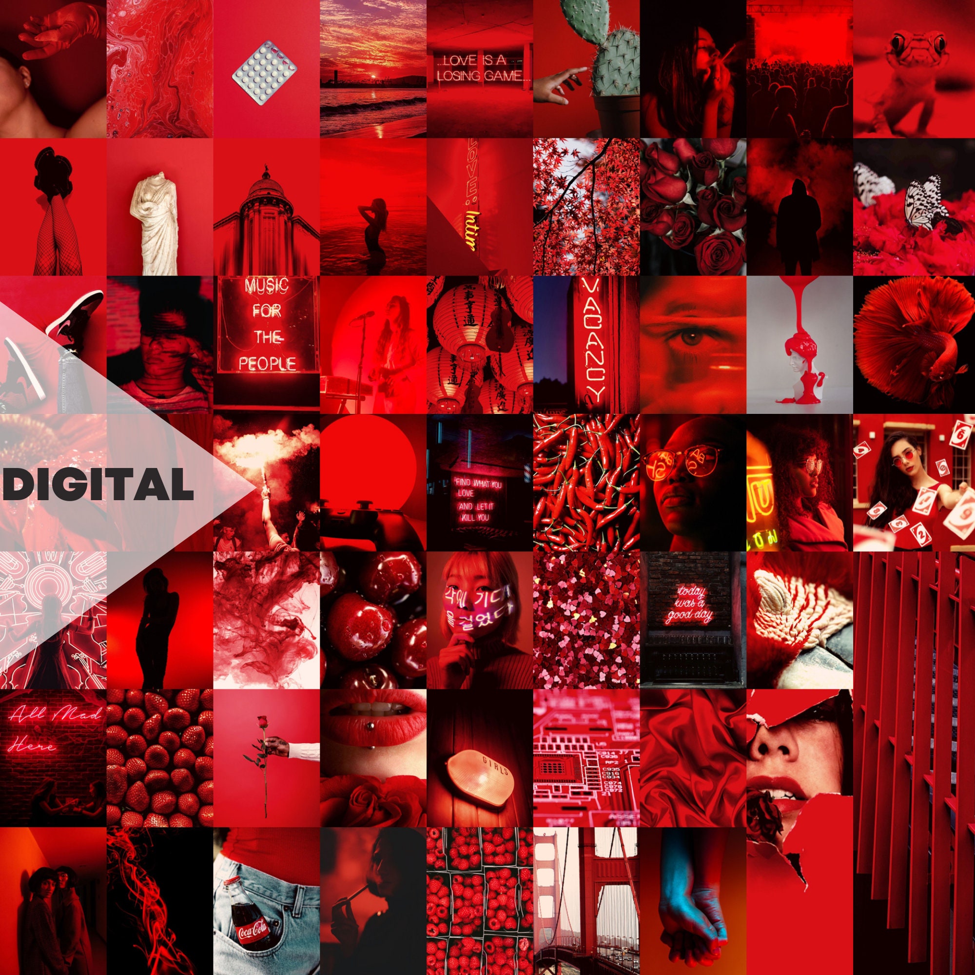 Red Aesthetic Wall Collage Kit 60pcs digital Download 4x6, 8x10 - Etsy