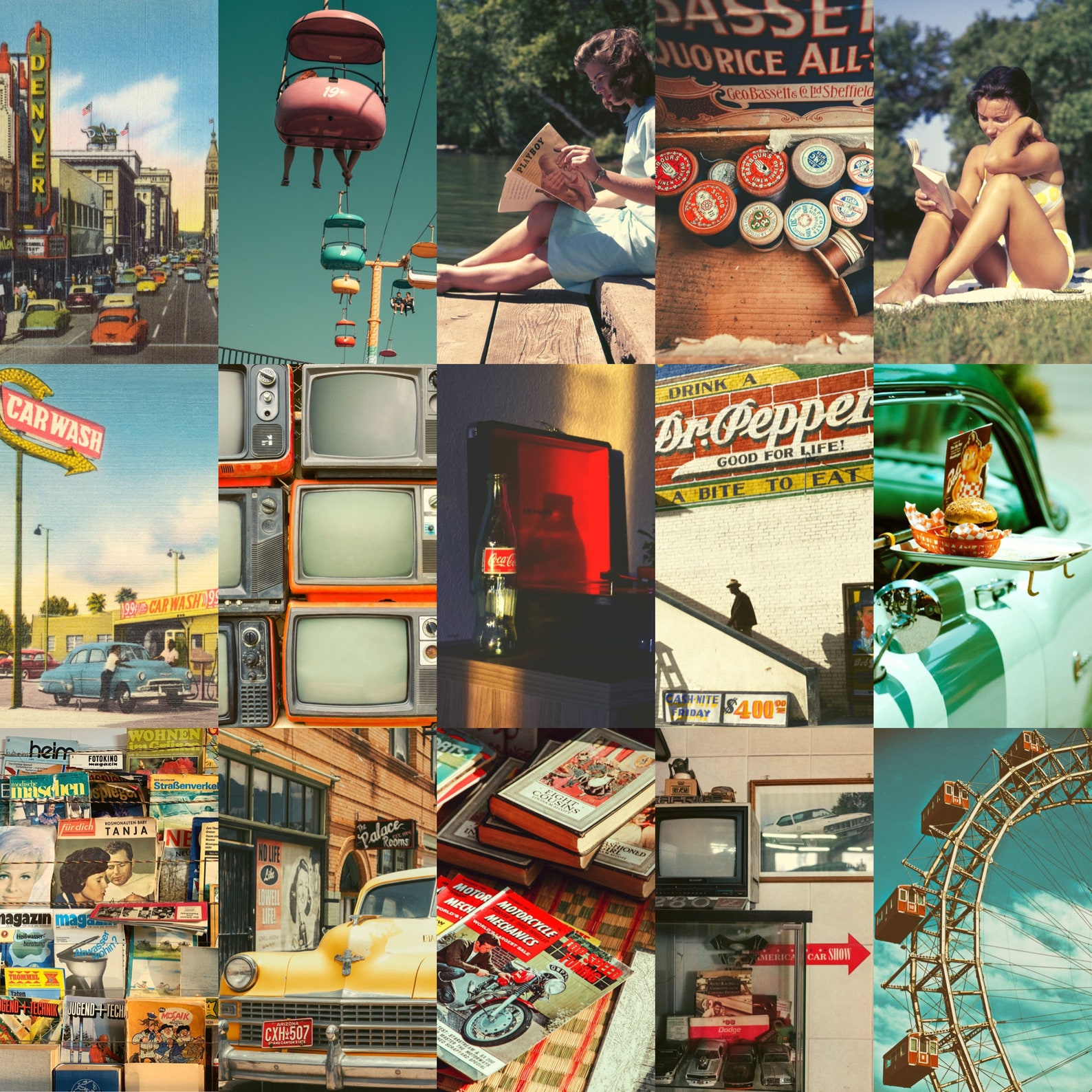 Vintage/50s Inspired Aesthetic Wall Collage Kit | 60pcs (digital ...