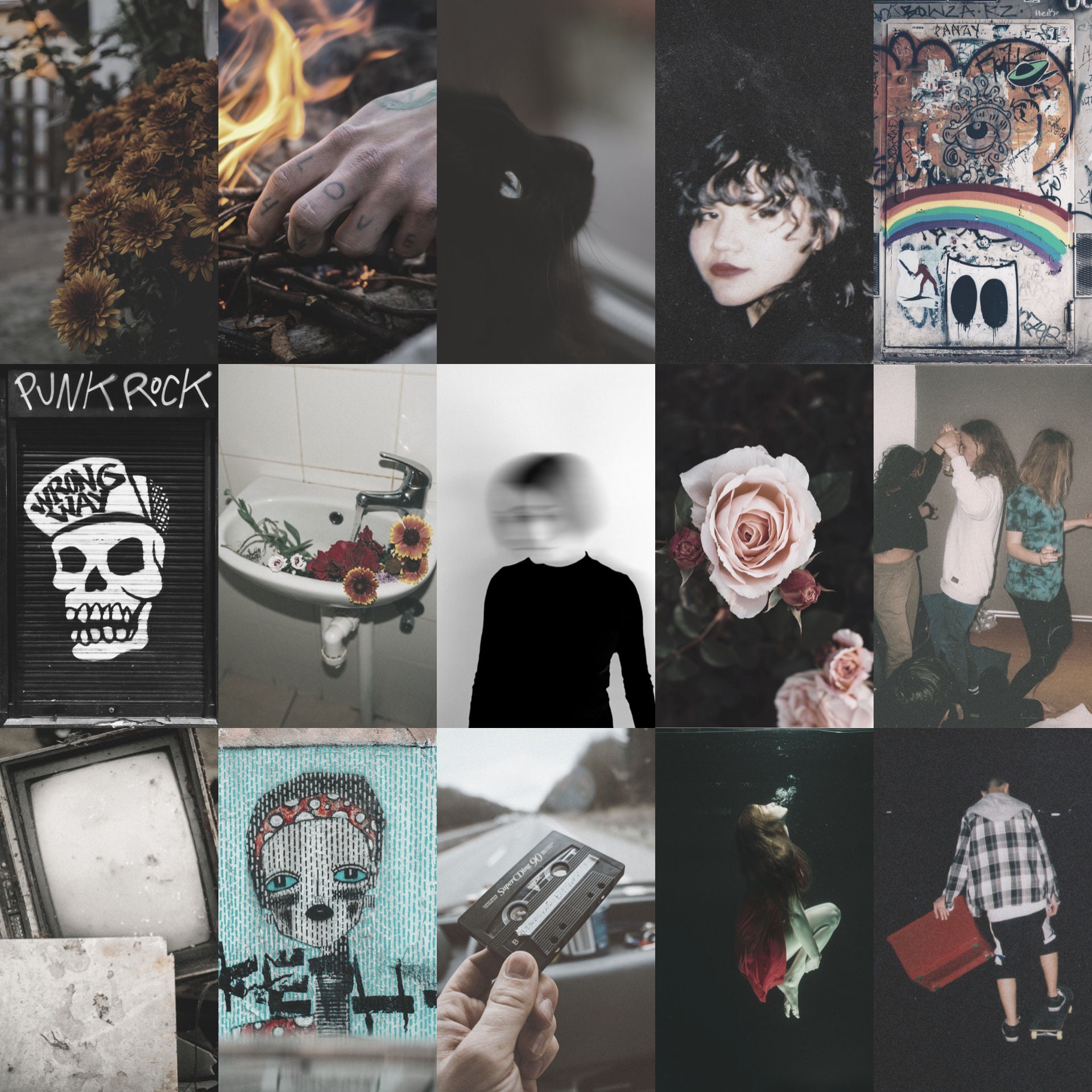 Grunge Aesthetic Wall Collage Kit 60pcs physical Prints | Etsy