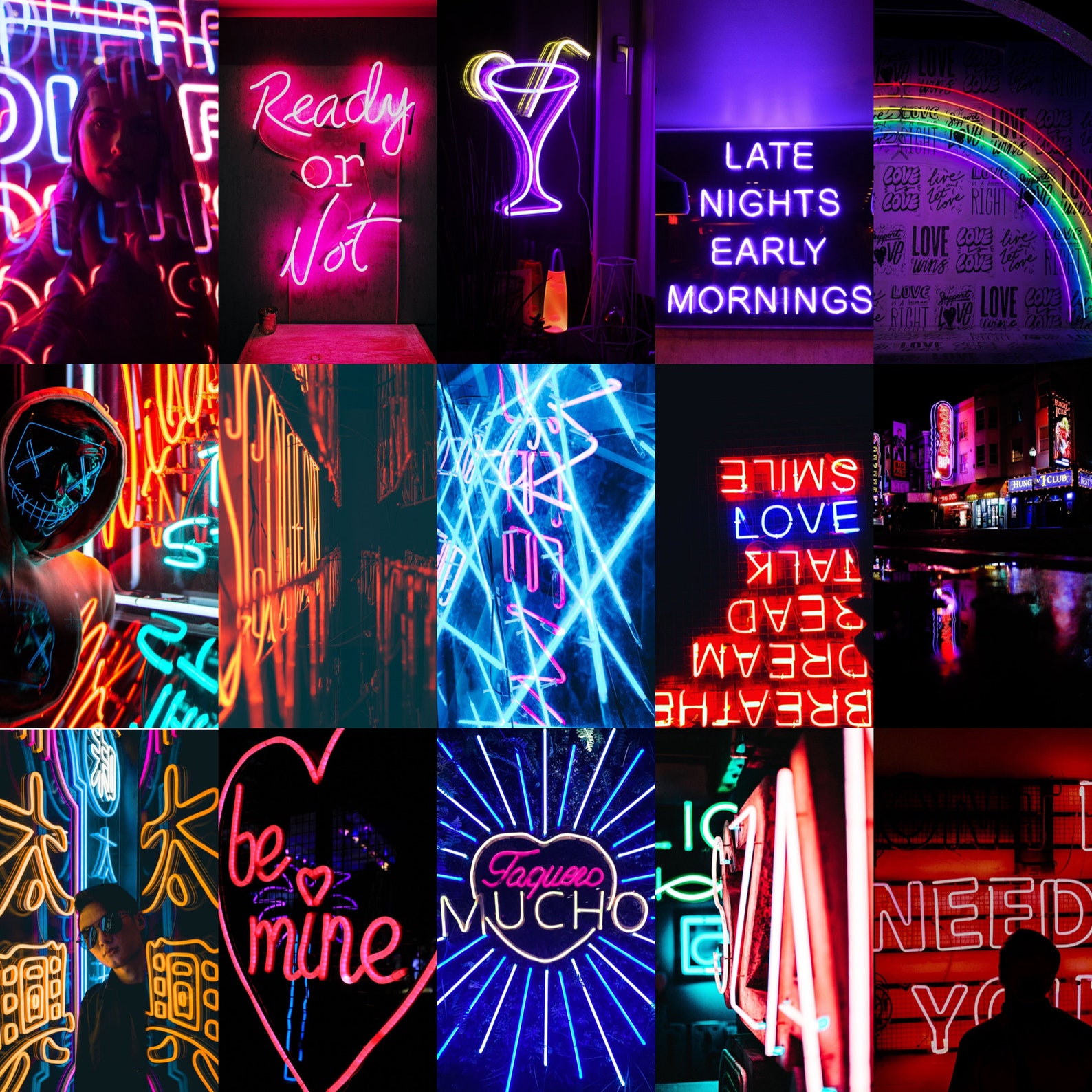 Neon Aesthetic Wall Collage Kit | 60pcs (digital Download) | 4x6, 8x10 ...